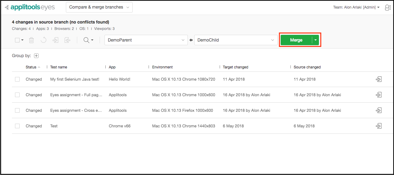 Branches – Applitools